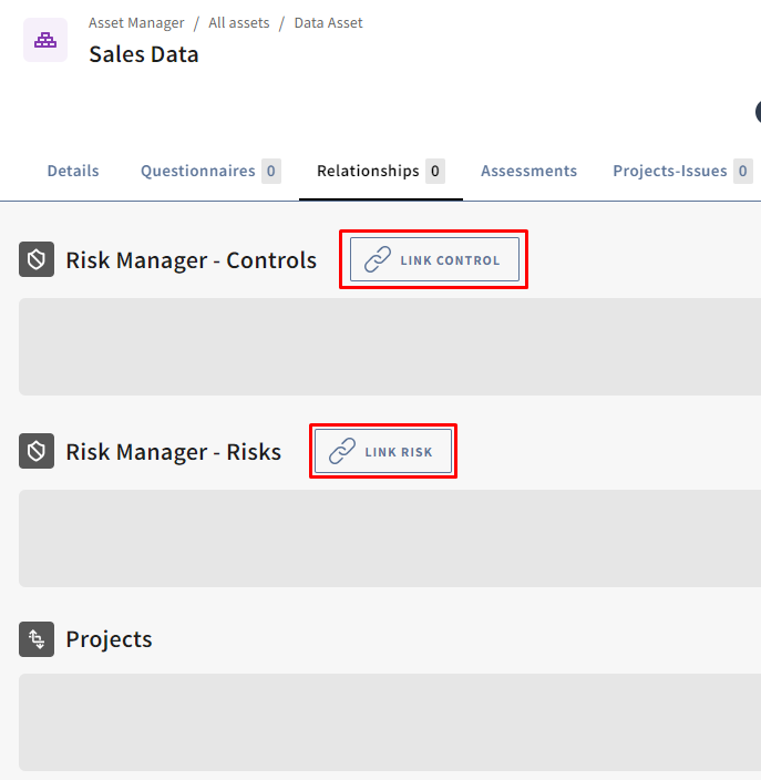 How to link risks and controls to a custom asset