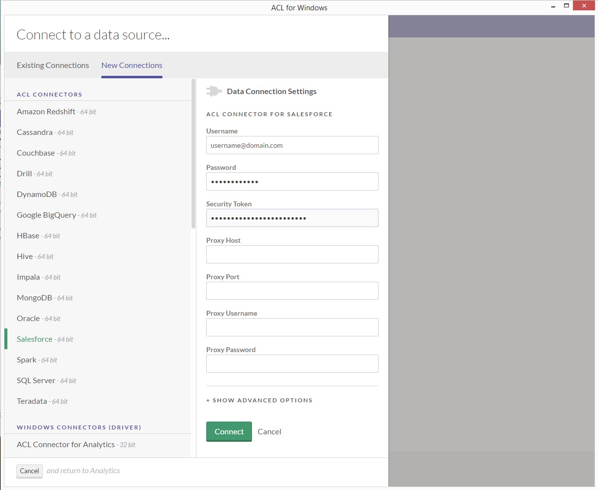 Import Salesforce Data into ACL Analytics