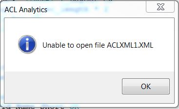 Error: Unable to open file ACLXML1.XML