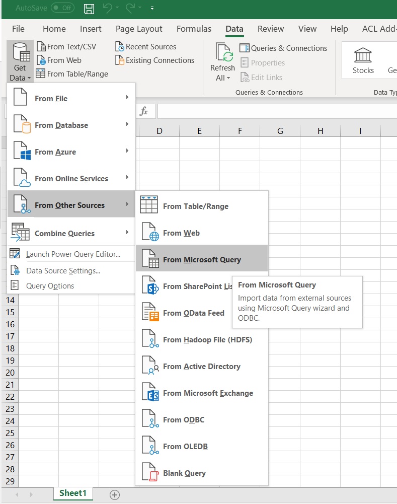 How to retrieve data via AX Connector to Excel (ODBC - ACL Connector ...