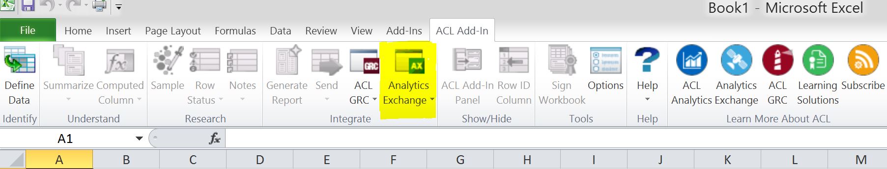 Excel Add-In: Missing Analytics Exchange Button