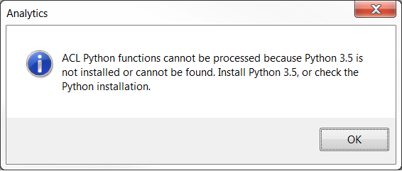 Attempting to run a Python function in ACL results in an error that it ...