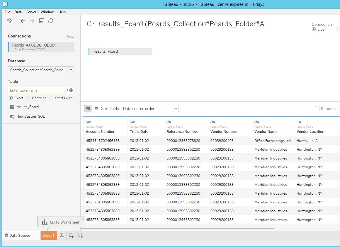 How to connect AX results to Tableau (using ACL Connector for Analytics ...