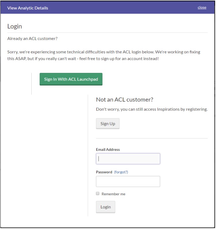 Error when accessing links in Inspirations