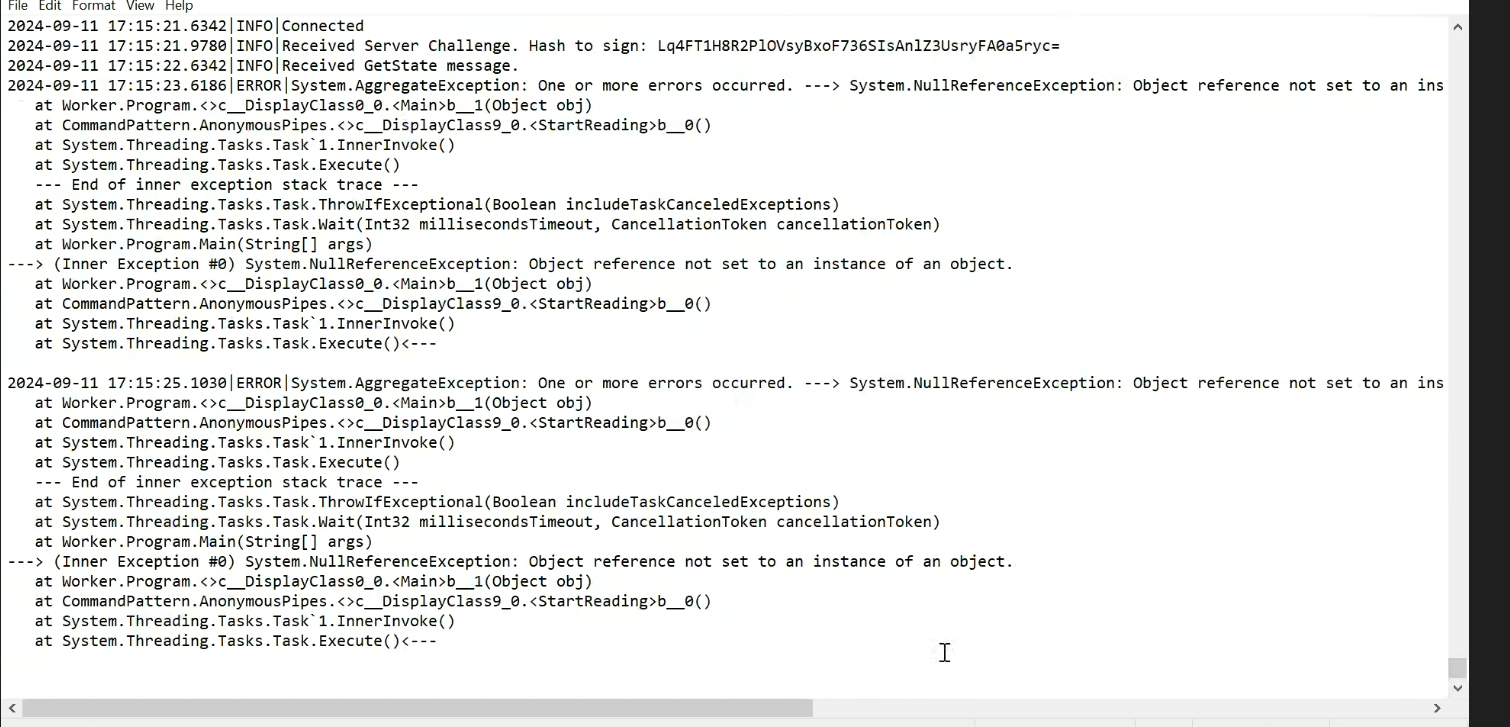 Robot Agent Error Object Reference Not Set To An Instance Of An Object