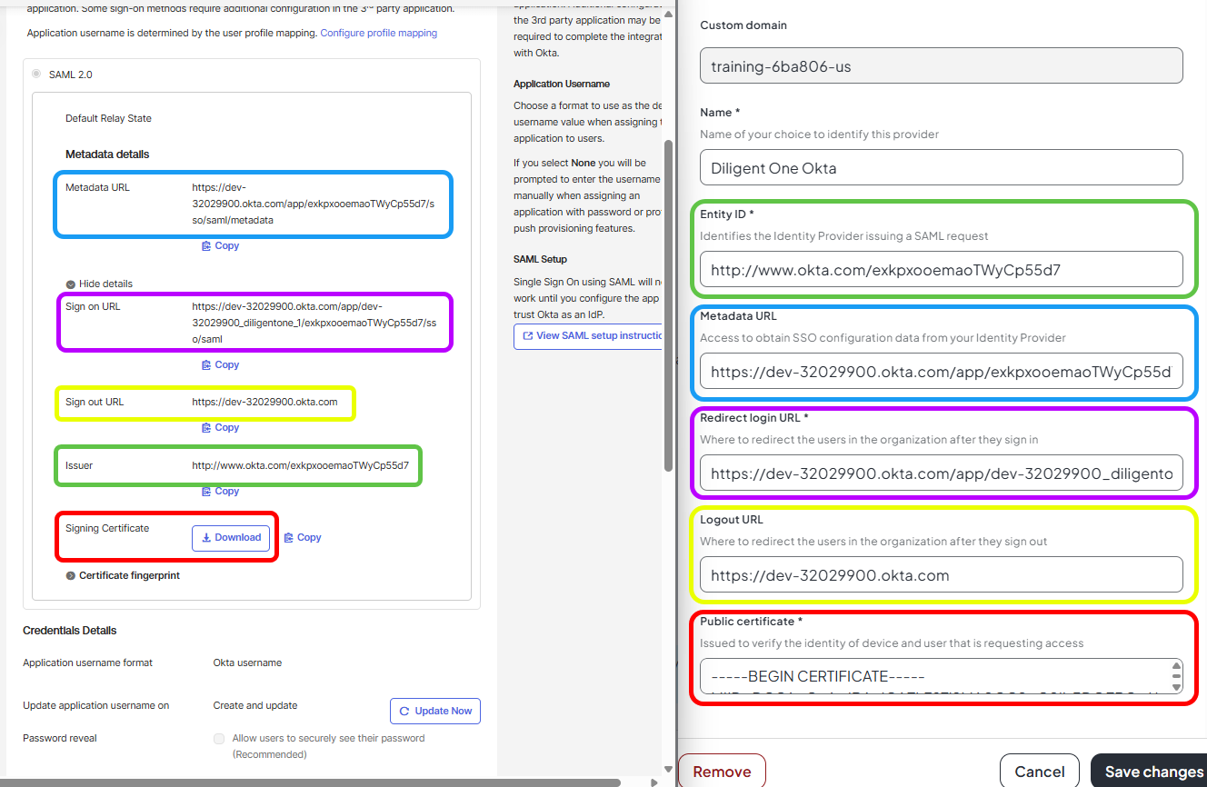 Configuring Diligent One SSO settings using Okta